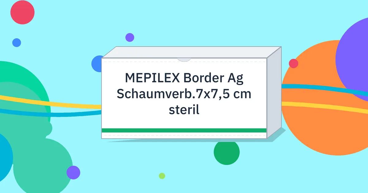 Symbolbild: Packung mit der Aufschrift MEPILEX Border Ag Schaumverb.7x7,5 cm steril (PZN 11647437) – Verfügbarkeit und Bezug in Apotheken in Frankfurt am Main