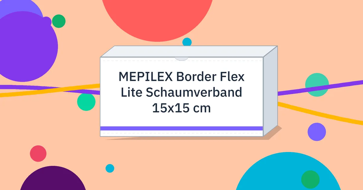 Symbolbild: Packung mit der Aufschrift MEPILEX Border Flex Lite Schaumverband 15x15 cm (PZN 17565947) – Verfügbarkeit und Bezug in Apotheken in Frankfurt am Main