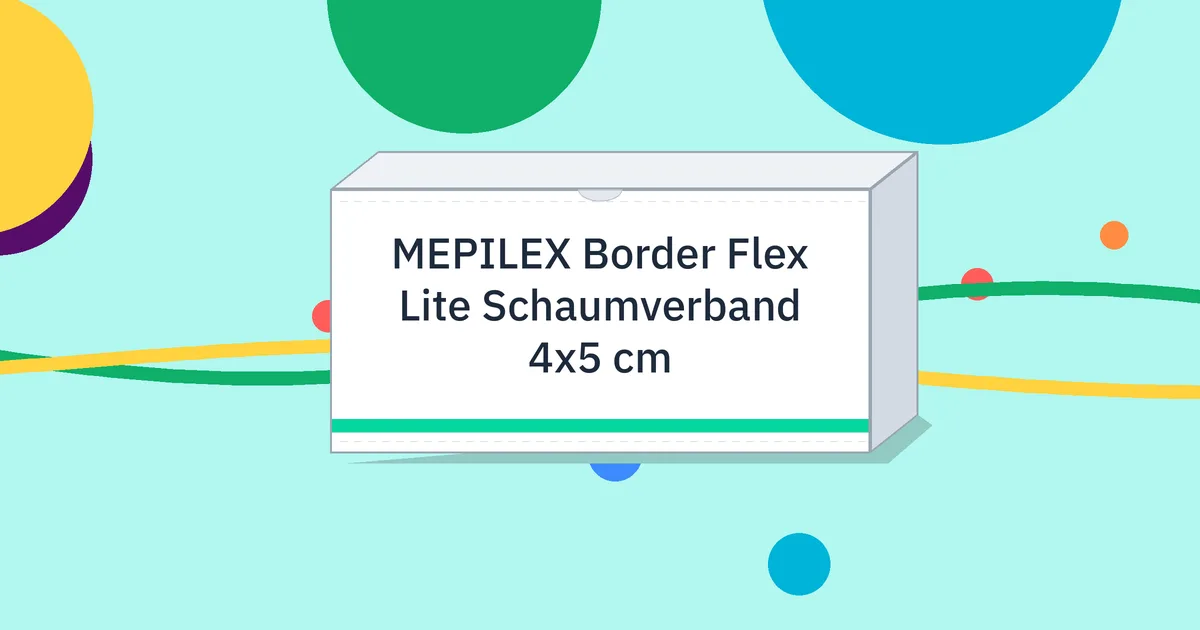 Symbolbild: Packung mit der Aufschrift MEPILEX Border Flex Lite Schaumverband 4x5 cm (PZN 19702213) – Verfügbarkeit und Bezug in Apotheken in Frankfurt am Main