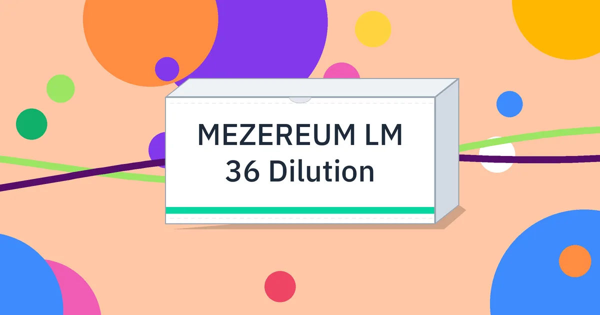 Symbolbild: Packung mit der Aufschrift MEZEREUM LM 36 Dilution (PZN 12956399) – Verfügbarkeit und Bezug in Apotheken in Frankfurt am Main