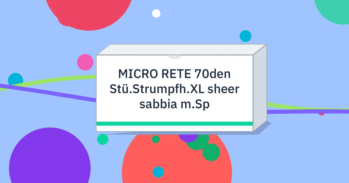 Symbolbild: Packung mit der Aufschrift MICRO RETE 70den Stü.Strumpfh.XL sheer sabbia m.Sp (PZN 06450193) – Verfügbarkeit und Bezug in Apotheken in Frankfurt am Main