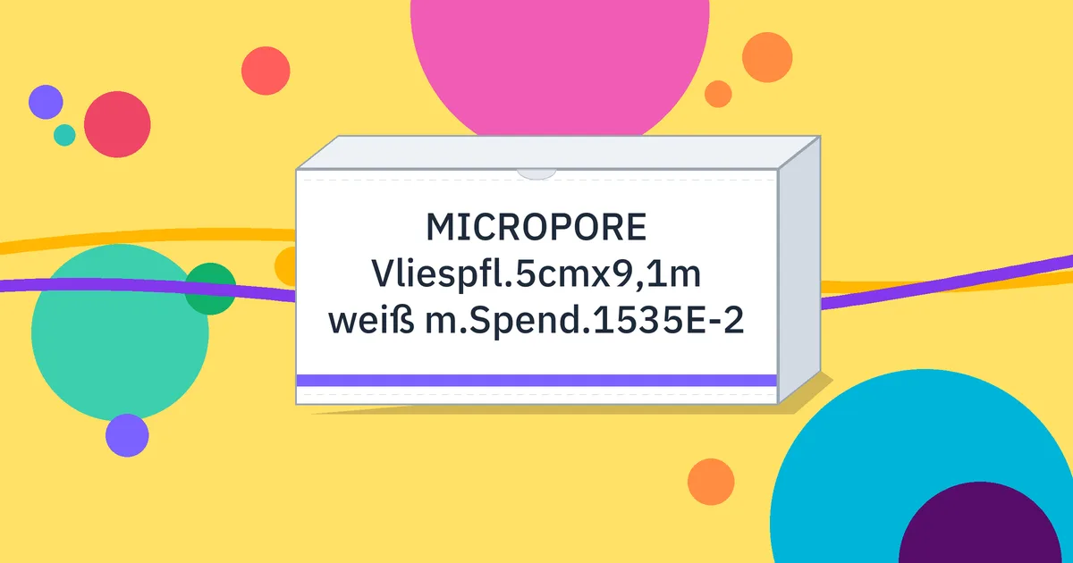 Symbolbild: Packung mit der Aufschrift MICROPORE Vliespfl.5cmx9,1m weiß m.Spend.1535E-2 (PZN 09313781) – Verfügbarkeit und Bezug in Apotheken in Frankfurt am Main