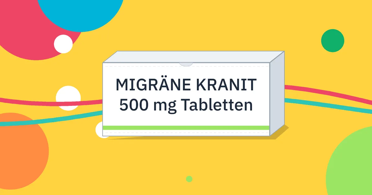 Symbolbild: Packung mit der Aufschrift MIGRÄNE KRANIT 500 mg Tabletten (PZN 03438027) – Verfügbarkeit und Bezug in Apotheken in Frankfurt am Main