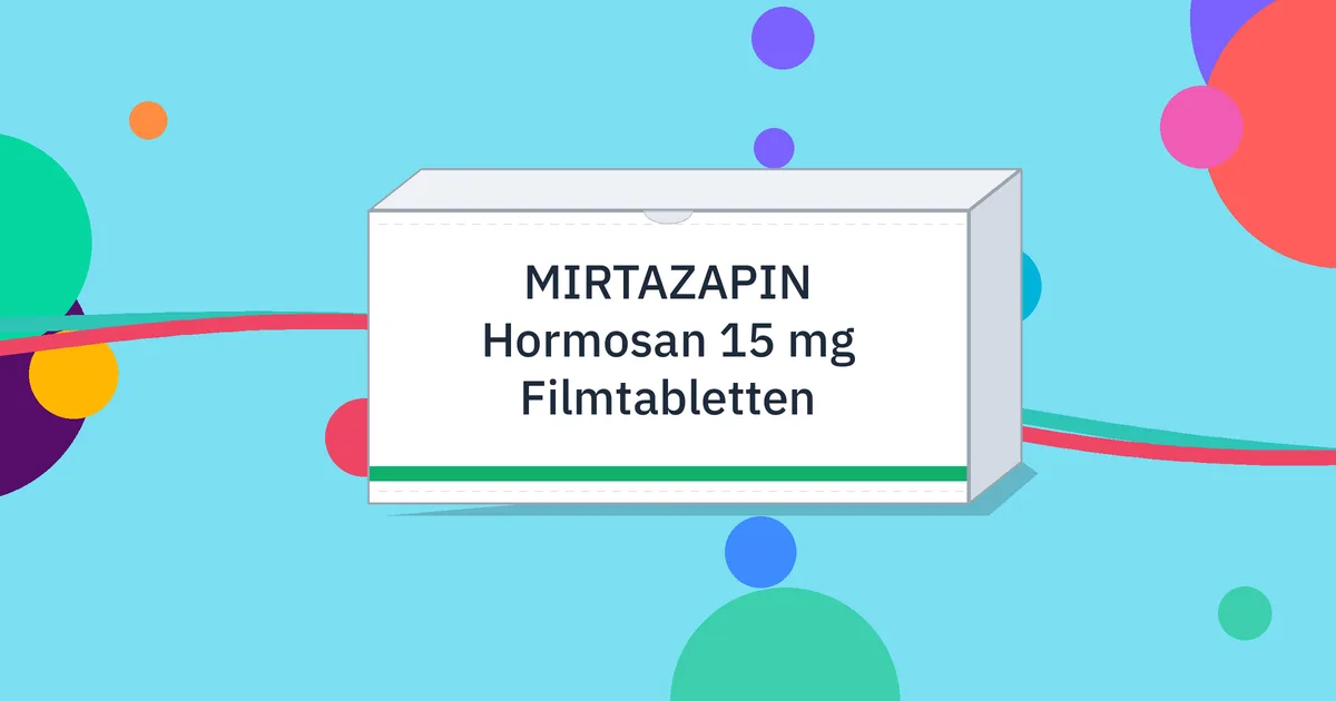 Symbolbild: Packung mit der Aufschrift MIRTAZAPIN Hormosan 15 mg Filmtabletten (PZN 04232144) – Verfügbarkeit und Bezug in Apotheken in Frankfurt am Main