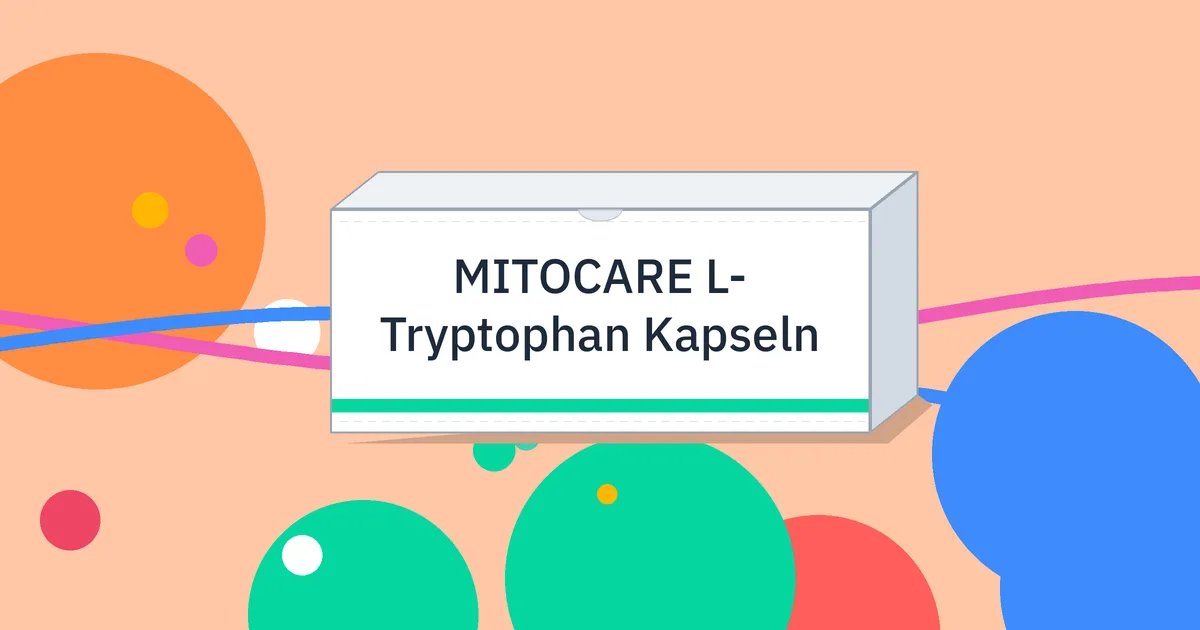 Symbolbild: Packung mit der Aufschrift MITOCARE L-Tryptophan Kapseln (PZN 19271368) – Verfügbarkeit und Bezug in Apotheken in Frankfurt am Main