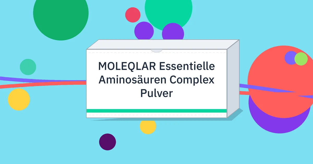 Symbolbild: Packung mit der Aufschrift MOLEQLAR Essentielle Aminosäuren Complex Pulver (PZN 20584196) – Verfügbarkeit und Bezug in Apotheken in Frankfurt am Main
