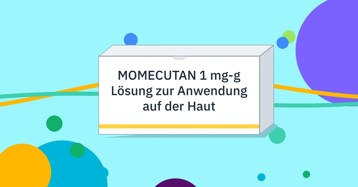 Symbolbild: Packung mit der Aufschrift MOMECUTAN 1 mg-g Lösung zur Anwendung auf der Haut (PZN 10116092) – Verfügbarkeit und Bezug in Apotheken in Frankfurt am Main