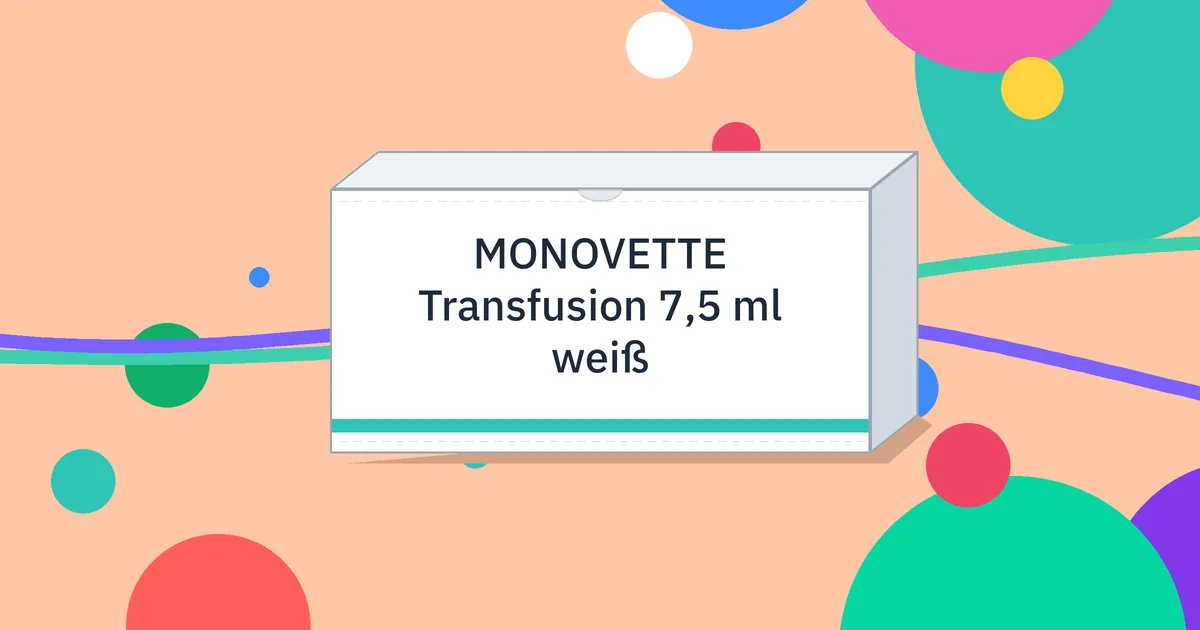 Symbolbild: Packung mit der Aufschrift MONOVETTE Transfusion 7,5 ml weiß (PZN 09691081) – Verfügbarkeit und Bezug in Apotheken in Frankfurt am Main