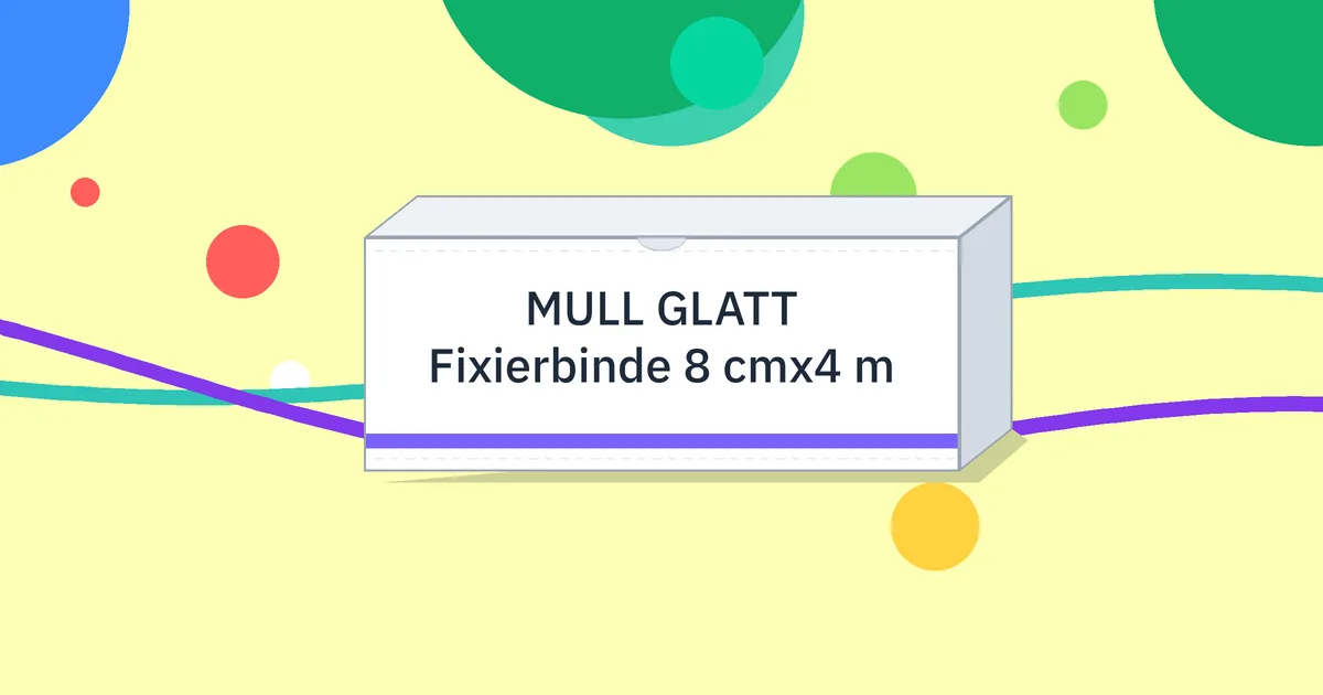 Symbolbild: Packung mit der Aufschrift MULL GLATT Fixierbinde 8 cmx4 m (PZN 09397364) – Verfügbarkeit und Bezug in Apotheken in Frankfurt am Main