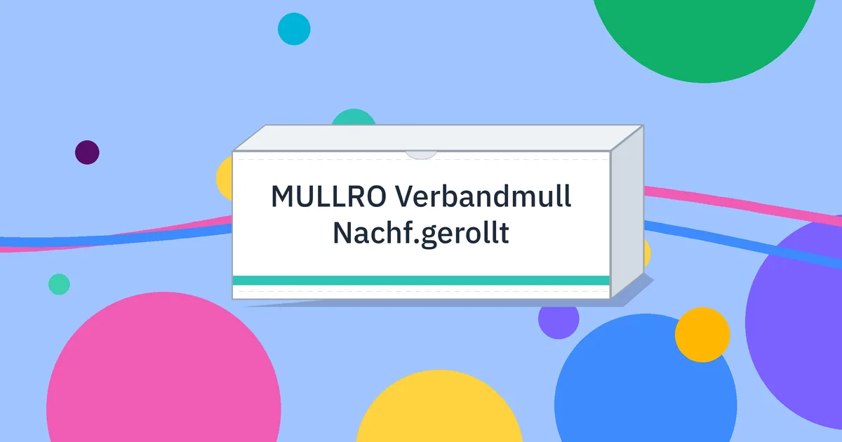 Symbolbild: Packung mit der Aufschrift MULLRO Verbandmull Nachf.gerollt (PZN 02708186) – Verfügbarkeit und Bezug in Apotheken in Frankfurt am Main