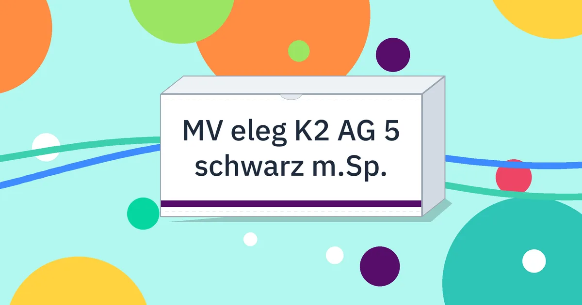 Symbolbild: Packung mit der Aufschrift MV eleg K2 AG 5 schwarz m.Sp. (PZN 00320070) – Verfügbarkeit und Bezug in Apotheken in Frankfurt am Main