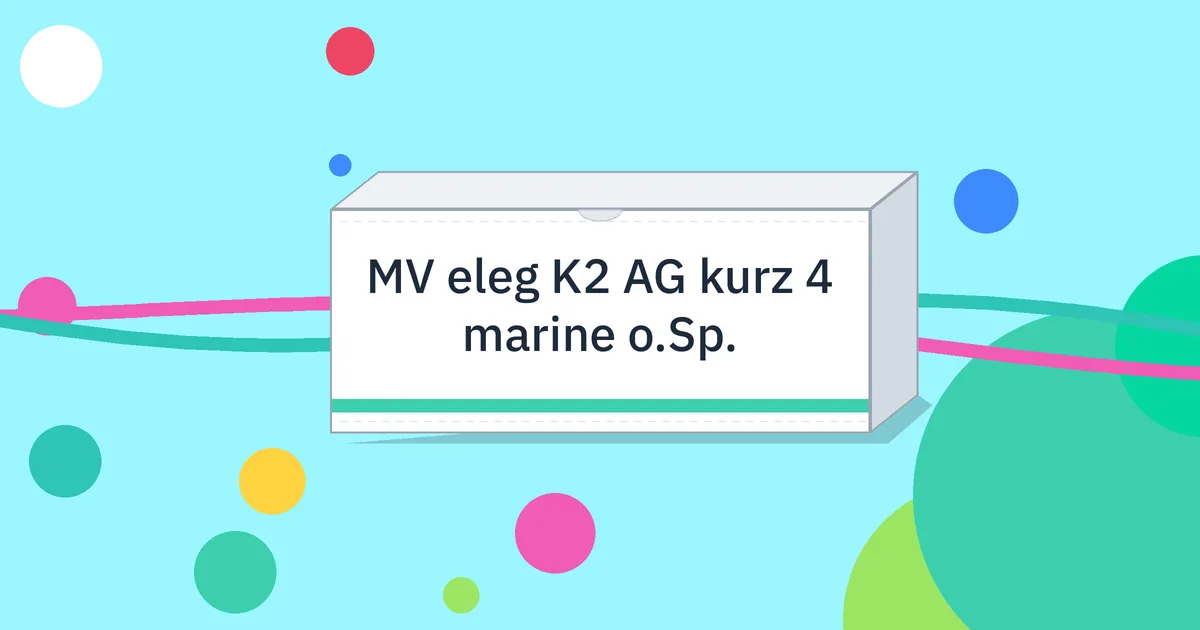 Symbolbild: Packung mit der Aufschrift MV eleg K2 AG kurz 4 marine o.Sp. (PZN 14607846) – Verfügbarkeit und Bezug in Apotheken in Frankfurt am Main