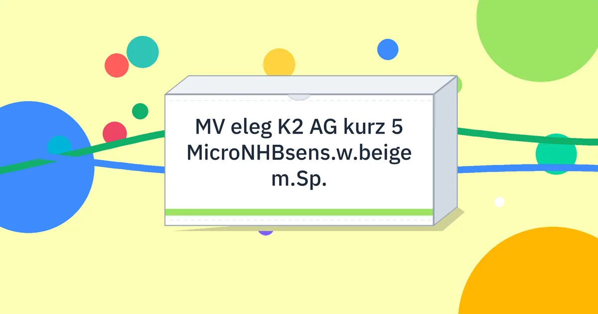 Symbolbild: Packung mit der Aufschrift MV eleg K2 AG kurz 5 MicroNHBsens.w.beige m.Sp. (PZN 15711669) – Verfügbarkeit und Bezug in Apotheken in Frankfurt am Main