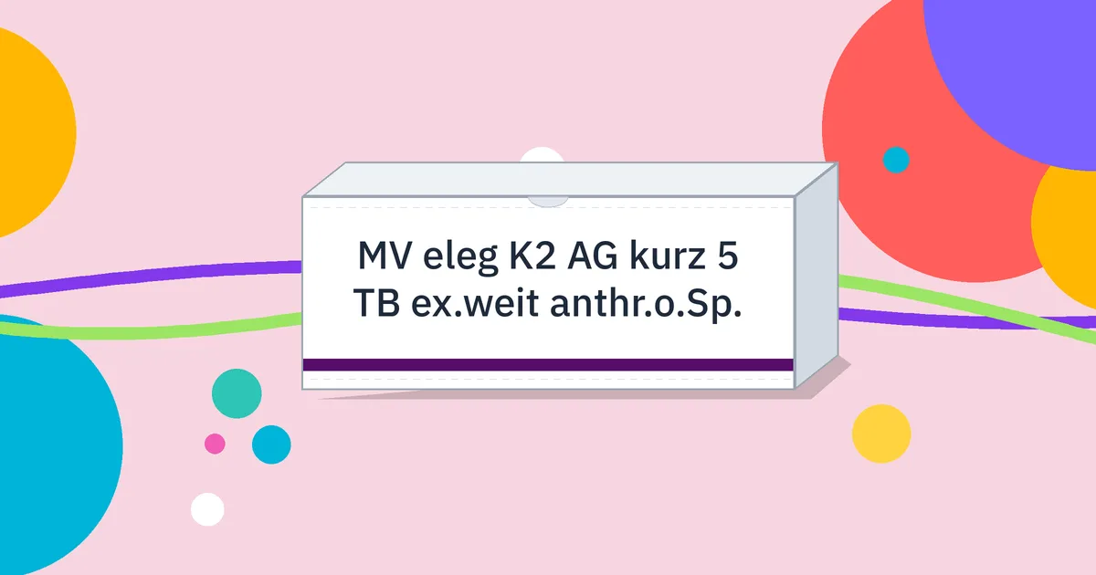 Symbolbild: Packung mit der Aufschrift MV eleg K2 AG kurz 5 TB ex.weit anthr.o.Sp. (PZN 09879850) – Verfügbarkeit und Bezug in Apotheken in Frankfurt am Main