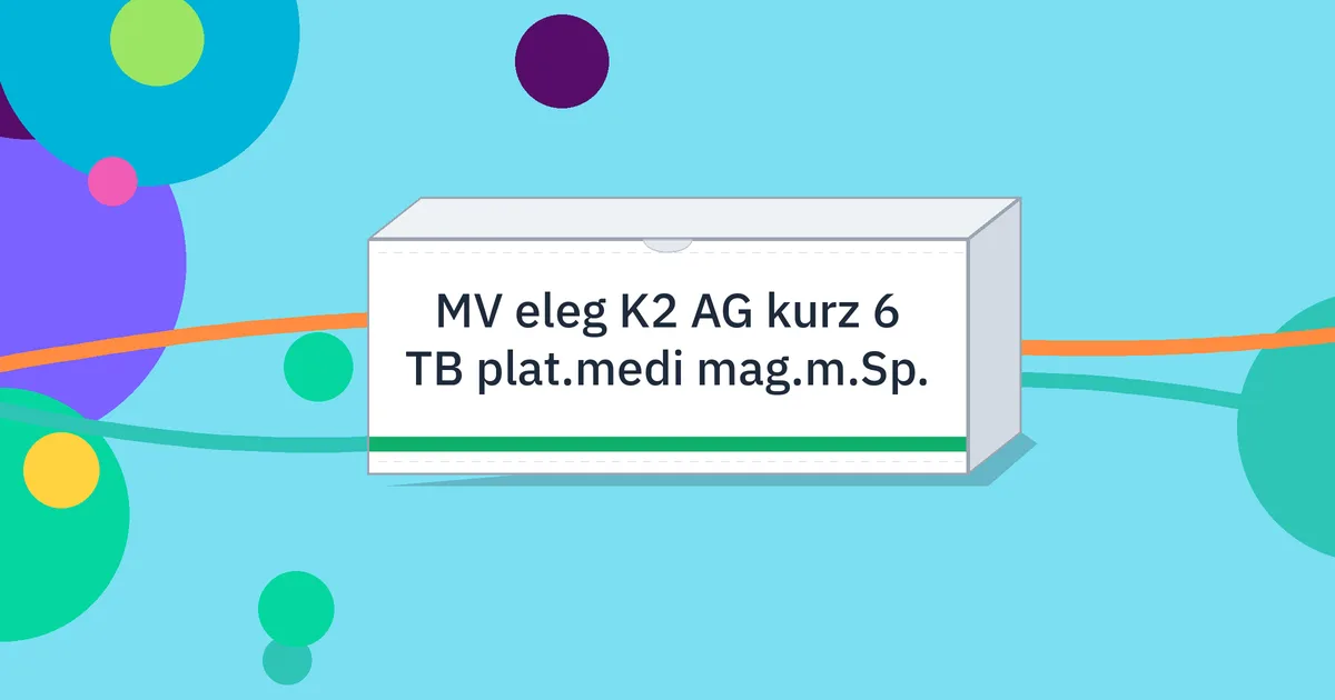 Symbolbild: Packung mit der Aufschrift MV eleg K2 AG kurz 6 TB plat.medi mag.m.Sp. (PZN 14634903) – Verfügbarkeit und Bezug in Apotheken in Frankfurt am Main