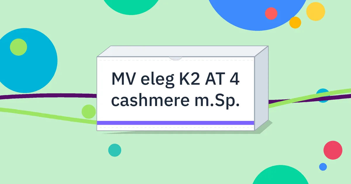 Symbolbild: Packung mit der Aufschrift MV eleg K2 AT 4 cashmere m.Sp. (PZN 15284859) – Verfügbarkeit und Bezug in Apotheken in Frankfurt am Main