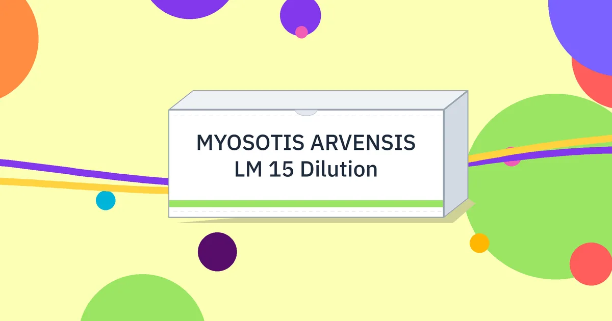 Symbolbild: Packung mit der Aufschrift MYOSOTIS ARVENSIS LM 15 Dilution (PZN 13612147) – Verfügbarkeit und Bezug in Apotheken in Frankfurt am Main