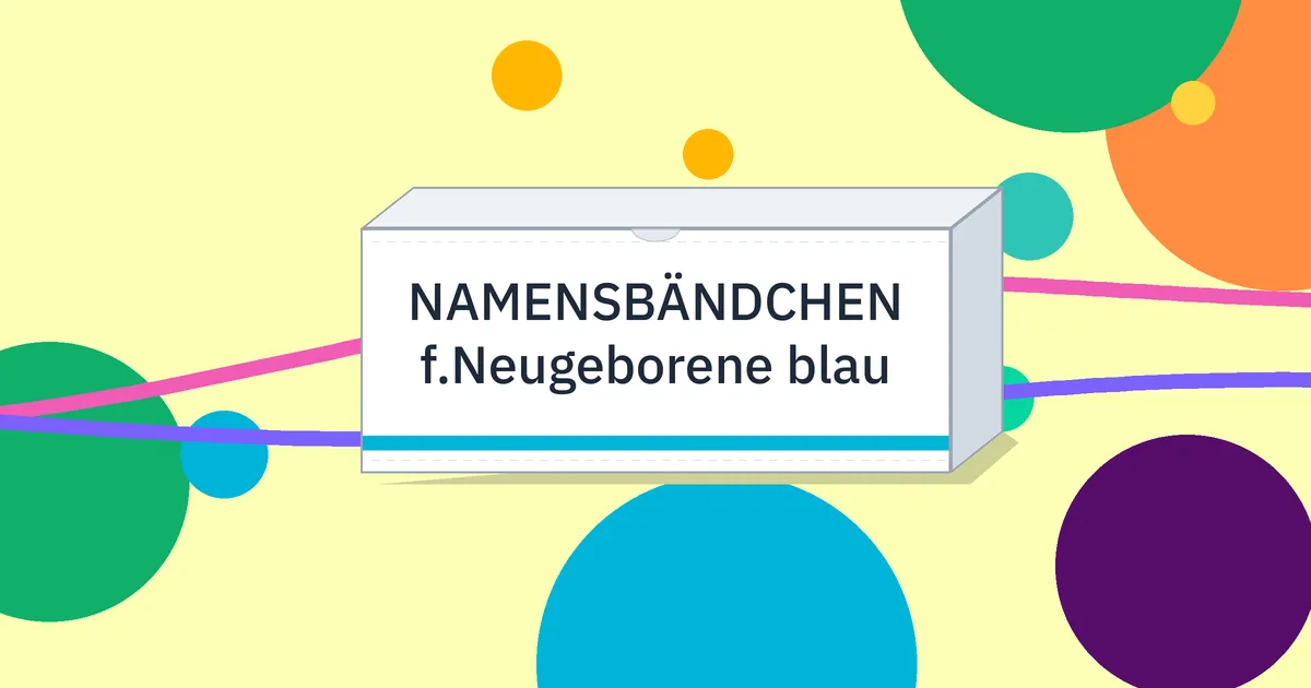 Symbolbild: Packung mit der Aufschrift NAMENSBÄNDCHEN f.Neugeborene blau (PZN 01410987) – Verfügbarkeit und Bezug in Apotheken in Frankfurt am Main