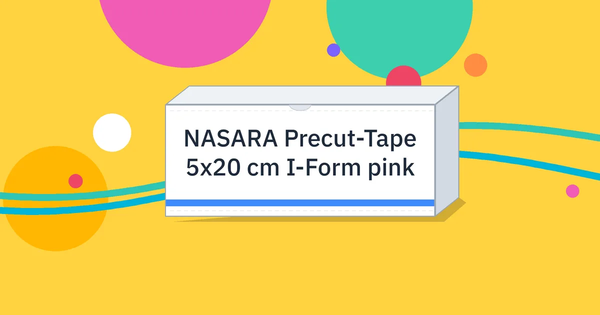 Symbolbild: Packung mit der Aufschrift NASARA Precut-Tape 5x20 cm I-Form pink (PZN 10315331) – Verfügbarkeit und Bezug in Apotheken in Frankfurt am Main