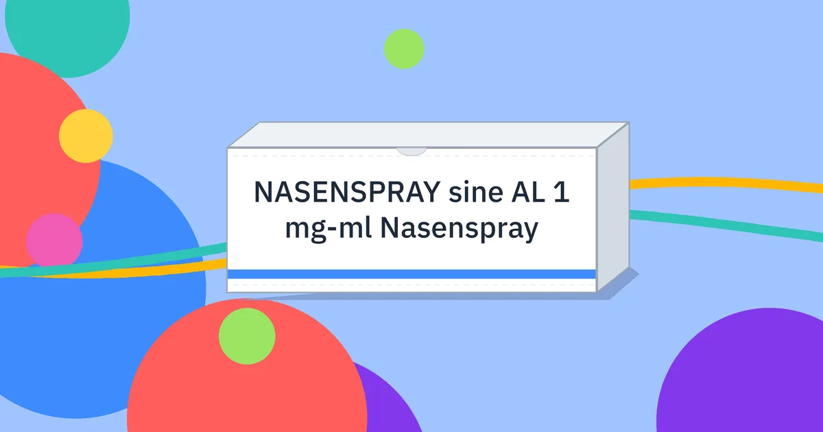 Symbolbild: Packung mit der Aufschrift NASENSPRAY sine AL 1 mg-ml Nasenspray (PZN 12464124) – Verfügbarkeit und Bezug in Apotheken in Frankfurt am Main