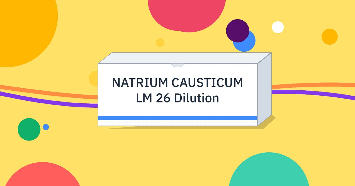 Symbolbild: Packung mit der Aufschrift NATRIUM CAUSTICUM LM 26 Dilution (PZN 12962193) – Verfügbarkeit und Bezug in Apotheken in Frankfurt am Main
