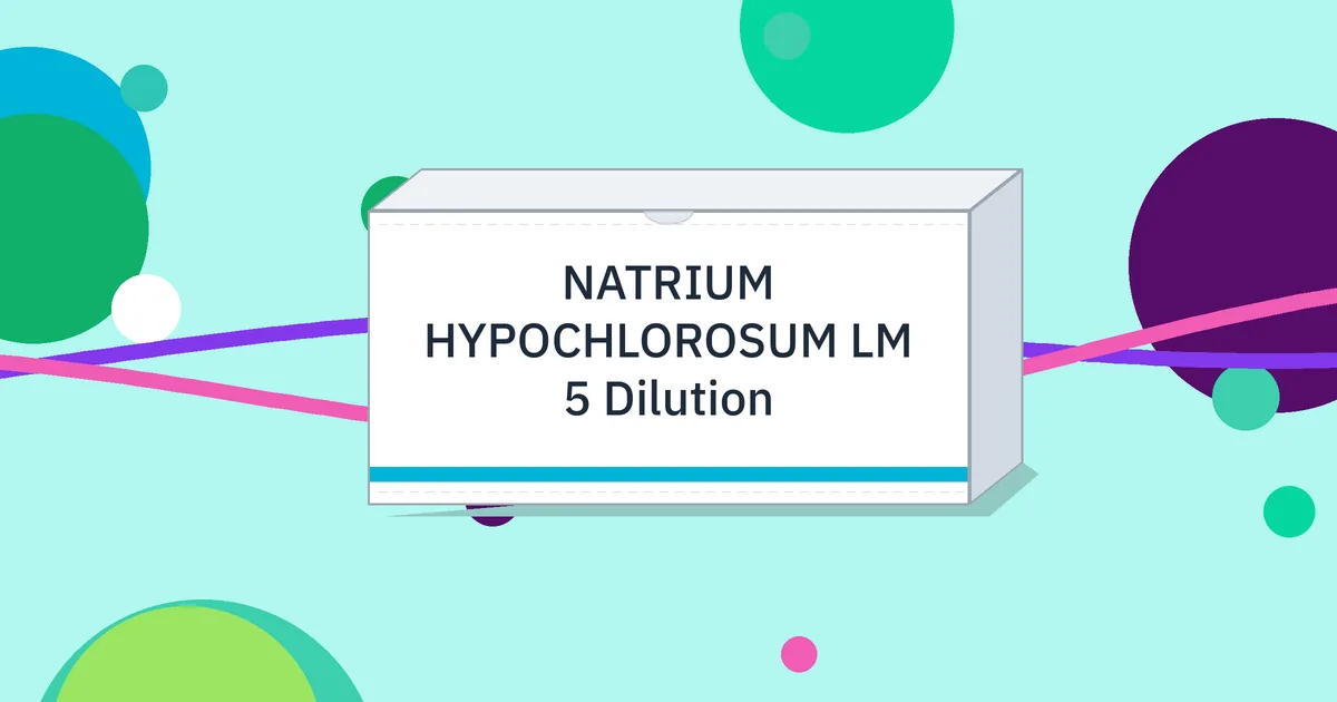 Symbolbild: Packung mit der Aufschrift NATRIUM HYPOCHLOROSUM LM 5 Dilution (PZN 12962862) – Verfügbarkeit und Bezug in Apotheken in Frankfurt am Main