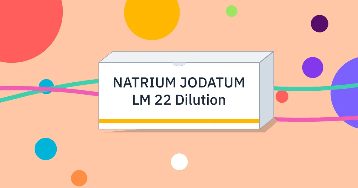 Symbolbild: Packung mit der Aufschrift NATRIUM JODATUM LM 22 Dilution (PZN 12964447) – Verfügbarkeit und Bezug in Apotheken in Frankfurt am Main
