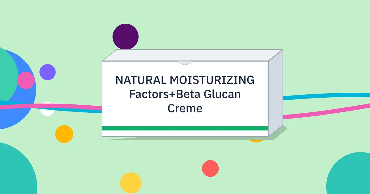 Symbolbild: Packung mit der Aufschrift NATURAL MOISTURIZING Factors+Beta Glucan Creme (PZN 19163294) – Verfügbarkeit und Bezug in Apotheken in Frankfurt am Main