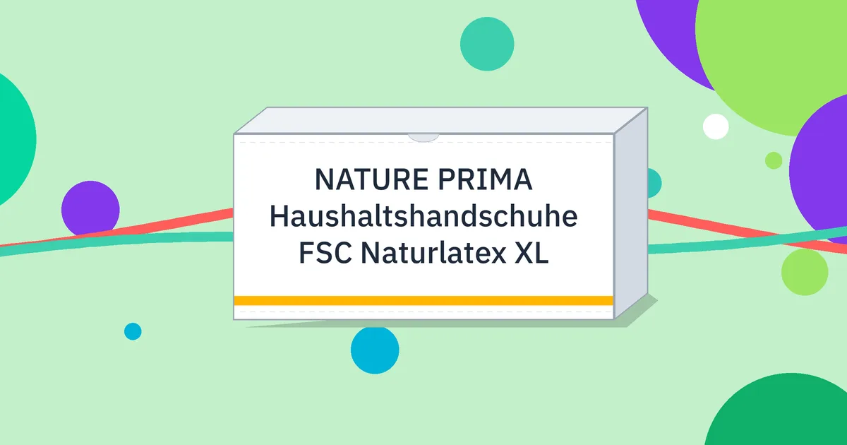 Symbolbild: Packung mit der Aufschrift NATURE PRIMA Haushaltshandschuhe FSC Naturlatex XL (PZN 18783617) – Verfügbarkeit und Bezug in Apotheken in Frankfurt am Main