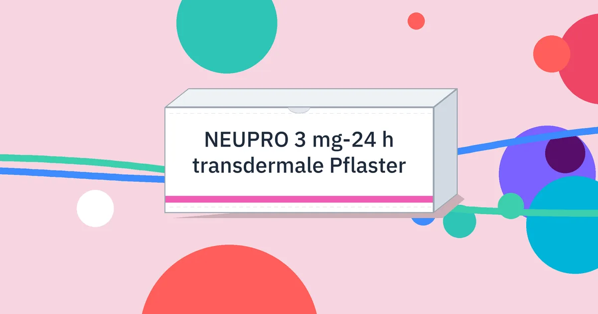 Symbolbild: Packung mit der Aufschrift NEUPRO 3 mg-24 h transdermale Pflaster (PZN 14024056) – Verfügbarkeit und Bezug in Apotheken in Frankfurt am Main