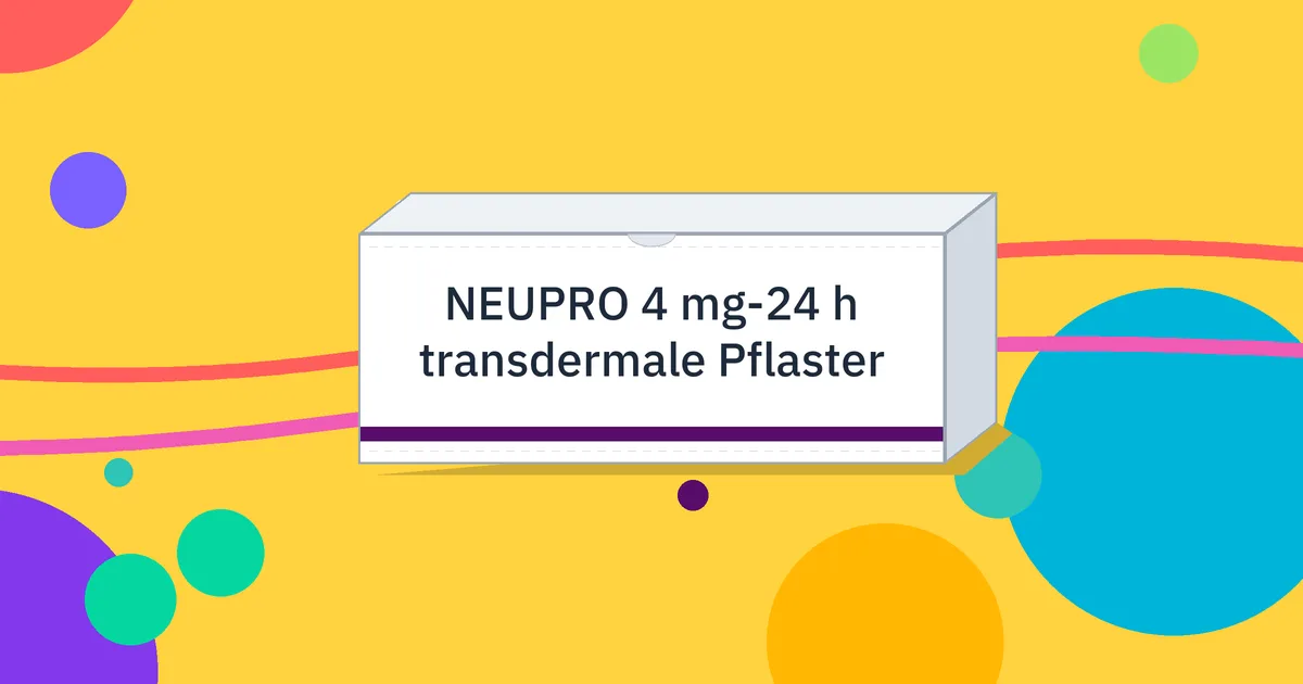 Symbolbild: Packung mit der Aufschrift NEUPRO 4 mg-24 h transdermale Pflaster (PZN 14270298) – Verfügbarkeit und Bezug in Apotheken in Frankfurt am Main