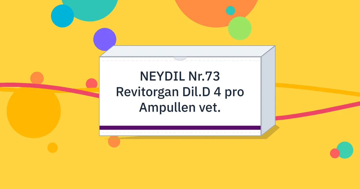 Symbolbild: Packung mit der Aufschrift NEYDIL Nr.73 Revitorgan Dil.D 4 pro Ampullen vet. (PZN 06488037) – Verfügbarkeit und Bezug in Apotheken in Frankfurt am Main