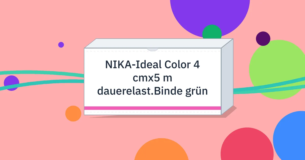 Symbolbild: Packung mit der Aufschrift NIKA-Ideal Color 4 cmx5 m dauerelast.Binde grün (PZN 14235971) – Verfügbarkeit und Bezug in Apotheken in Frankfurt am Main