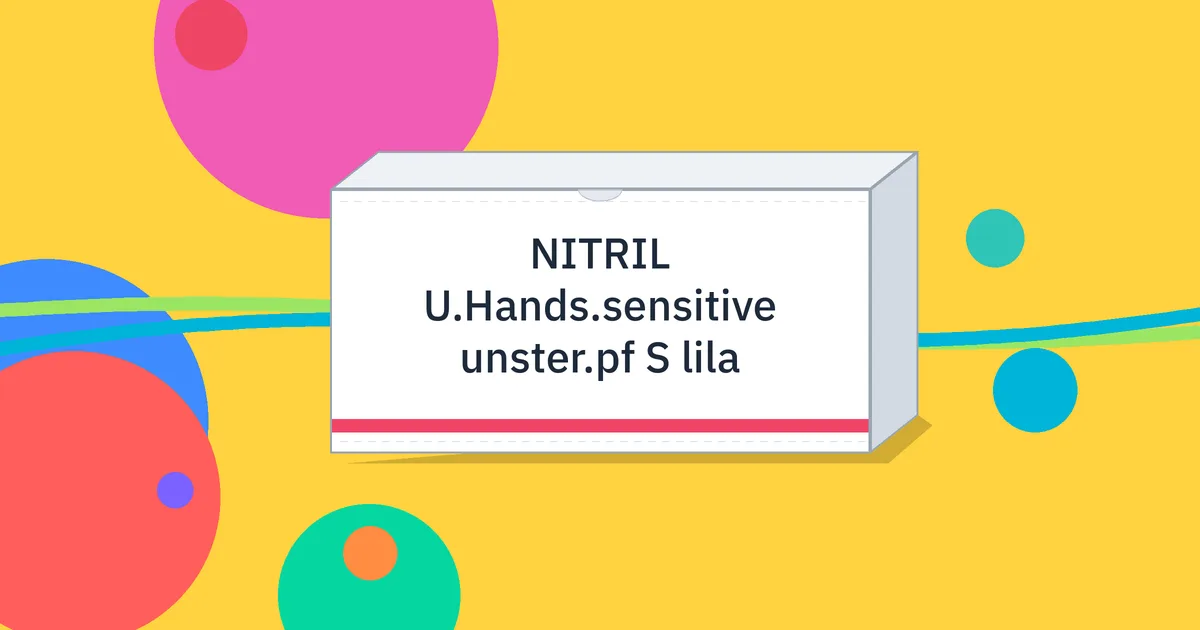 Symbolbild: Packung mit der Aufschrift NITRIL U.Hands.sensitive unster.pf S lila (PZN 11306914) – Verfügbarkeit und Bezug in Apotheken in Frankfurt am Main