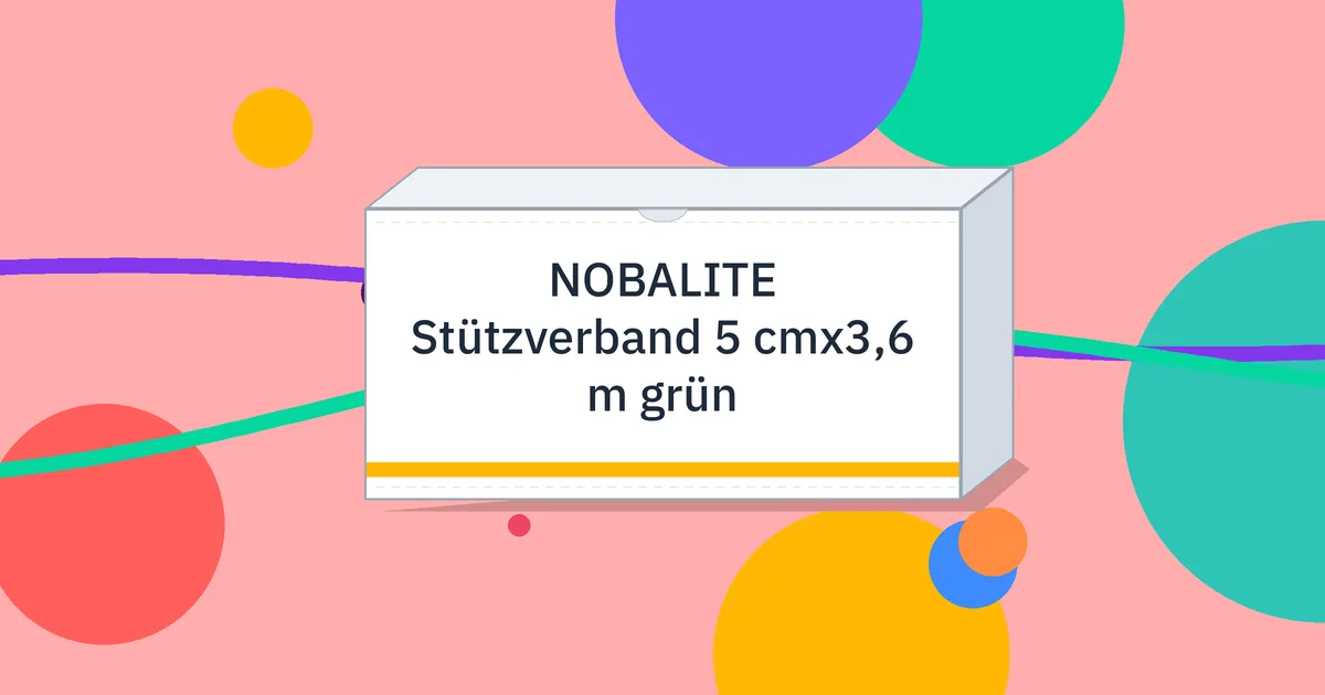 Symbolbild: Packung mit der Aufschrift NOBALITE Stützverband 5 cmx3,6 m grün (PZN 04083827) – Verfügbarkeit und Bezug in Apotheken in Frankfurt am Main