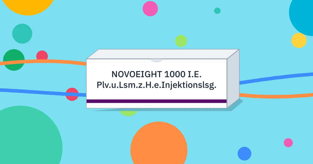Symbolbild: Packung mit der Aufschrift NOVOEIGHT 1000 I.E. Plv.u.Lsm.z.H.e.Injektionslsg. (PZN 10174853) – Verfügbarkeit und Bezug in Apotheken in Frankfurt am Main