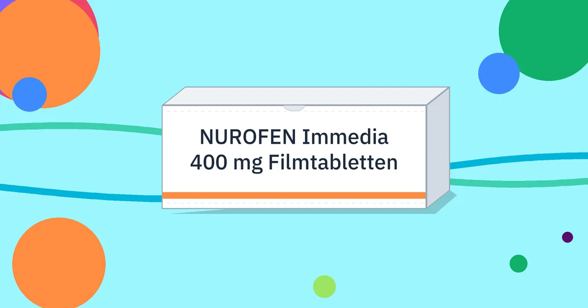 Symbolbild: Packung mit der Aufschrift NUROFEN Immedia 400 mg Filmtabletten (PZN 08794442) – Verfügbarkeit und Bezug in Apotheken in Frankfurt am Main