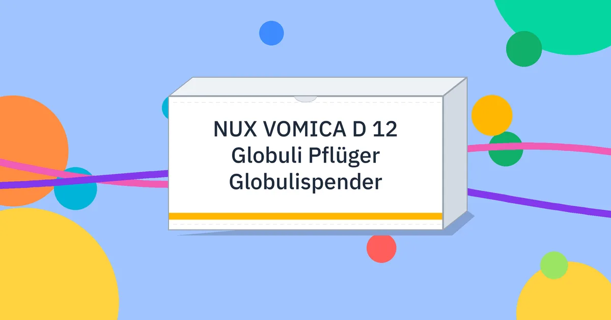 Symbolbild: Packung mit der Aufschrift NUX VOMICA D 12 Globuli Pflüger Globulispender (PZN 20288977) – Verfügbarkeit und Bezug in Apotheken in Frankfurt am Main