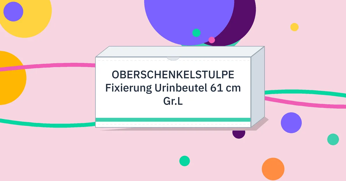 Symbolbild: Packung mit der Aufschrift OBERSCHENKELSTULPE Fixierung Urinbeutel 61 cm Gr.L (PZN 10539987) – Verfügbarkeit und Bezug in Apotheken in Frankfurt am Main
