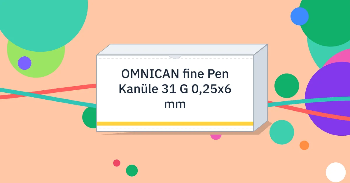 Symbolbild: Packung mit der Aufschrift OMNICAN fine Pen Kanüle 31 G 0,25x6 mm (PZN 09295066) – Verfügbarkeit und Bezug in Apotheken in Frankfurt am Main
