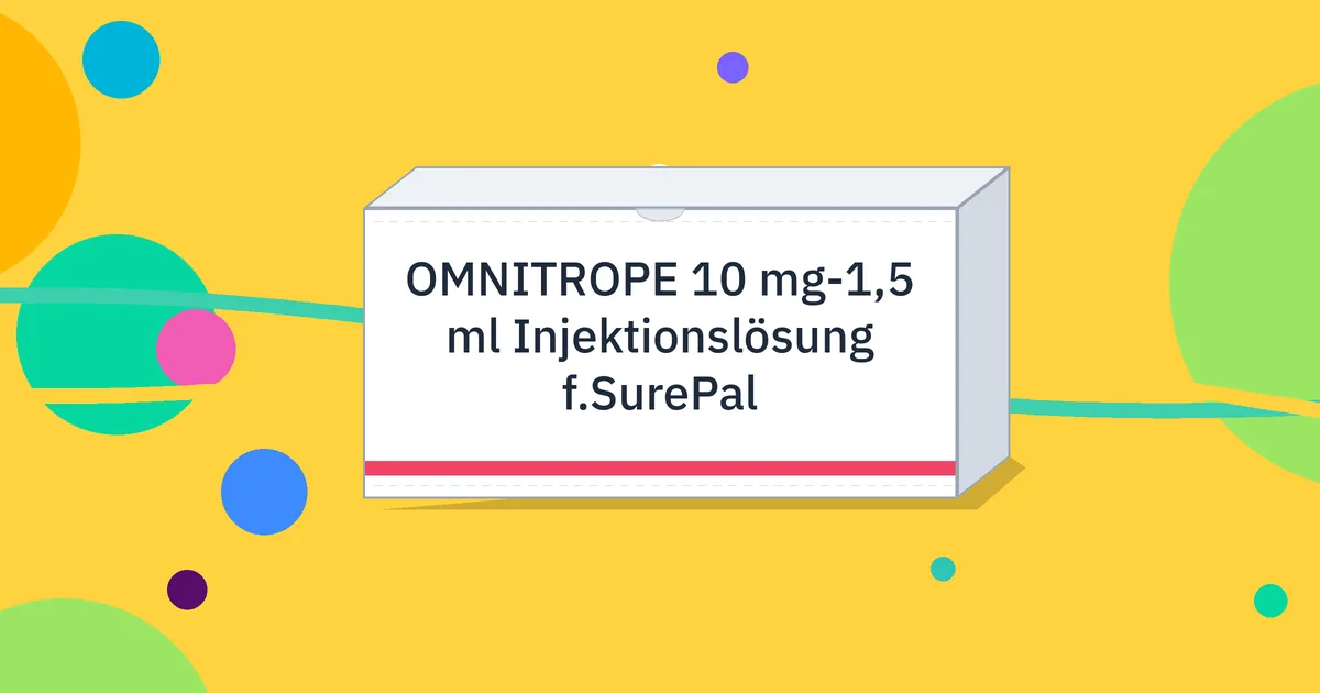 Symbolbild: Packung mit der Aufschrift OMNITROPE 10 mg-1,5 ml Injektionslösung f.SurePal (PZN 16142512) – Verfügbarkeit und Bezug in Apotheken in Frankfurt am Main
