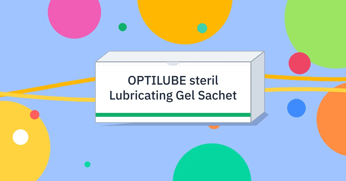 Symbolbild: Packung mit der Aufschrift OPTILUBE steril Lubricating Gel Sachet (PZN 14189231) – Verfügbarkeit und Bezug in Apotheken in Frankfurt am Main