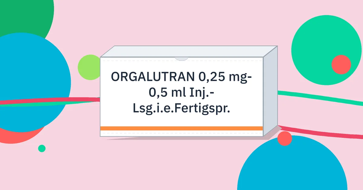 Symbolbild: Packung mit der Aufschrift ORGALUTRAN 0,25 mg-0,5 ml Inj.-Lsg.i.e.Fertigspr. (PZN 15232590) – Verfügbarkeit und Bezug in Apotheken in Frankfurt am Main