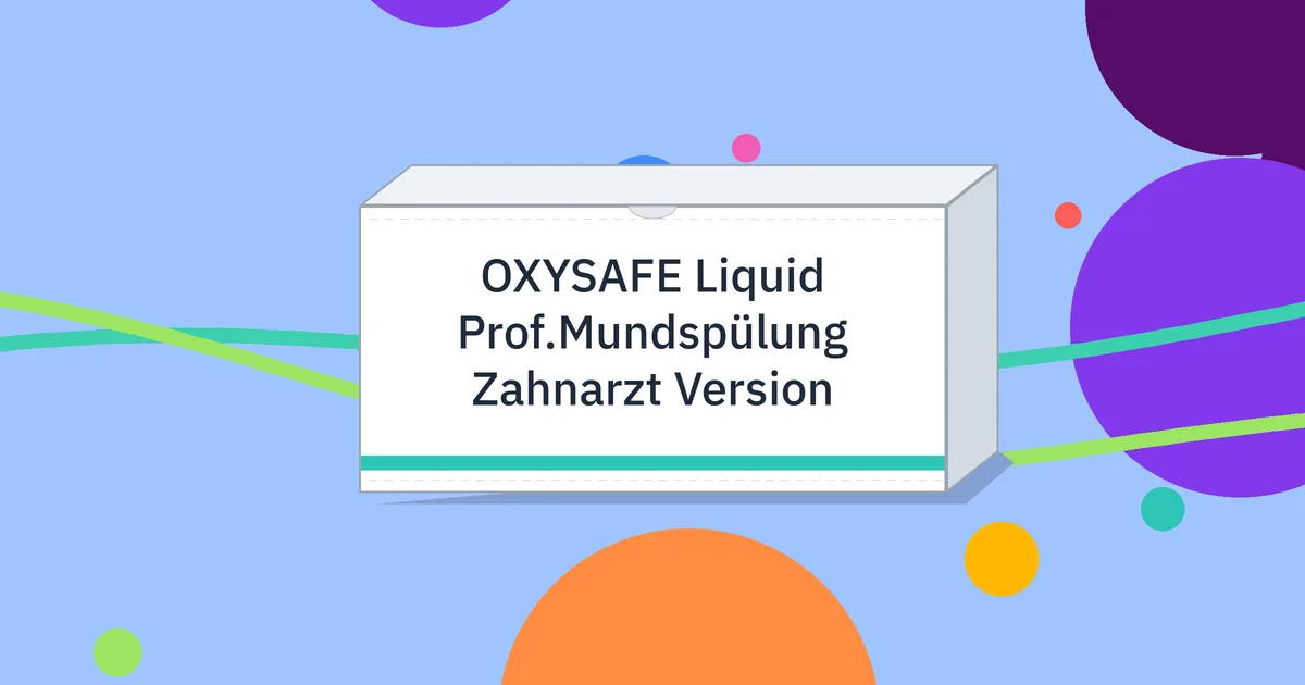 Symbolbild: Packung mit der Aufschrift OXYSAFE Liquid Prof.Mundspülung Zahnarzt Version (PZN 13169700) – Verfügbarkeit und Bezug in Apotheken in Frankfurt am Main