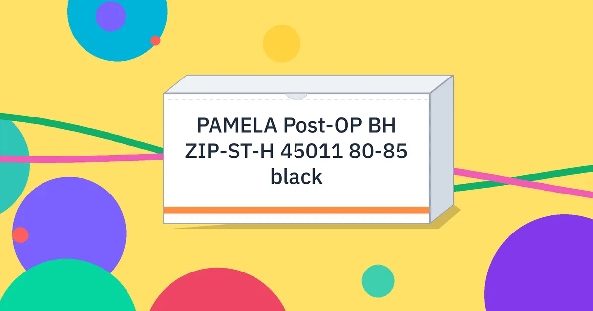Symbolbild: Packung mit der Aufschrift PAMELA Post-OP BH ZIP-ST-H 45011 80-85 black (PZN 18711492) – Verfügbarkeit und Bezug in Apotheken in Frankfurt am Main