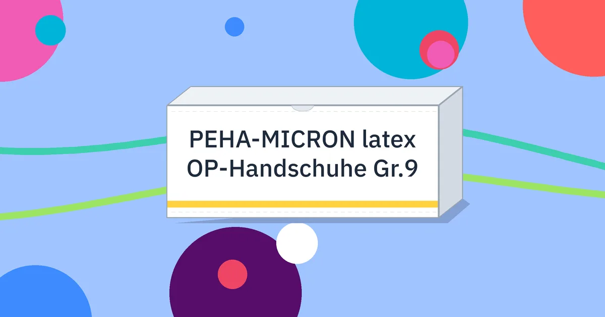 Symbolbild: Packung mit der Aufschrift PEHA-MICRON latex OP-Handschuhe Gr.9 (PZN 10387158) – Verfügbarkeit und Bezug in Apotheken in Frankfurt am Main