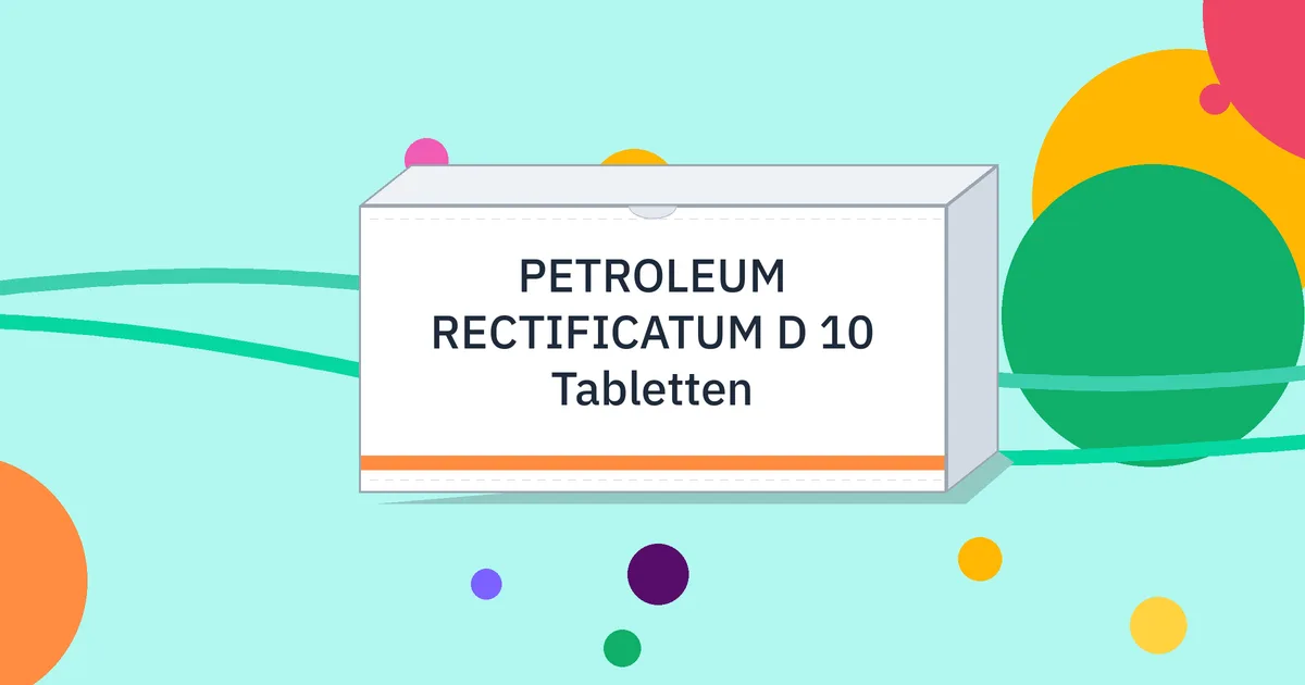 Symbolbild: Packung mit der Aufschrift PETROLEUM RECTIFICATUM D 10 Tabletten (PZN 02928893) – Verfügbarkeit und Bezug in Apotheken in Frankfurt am Main