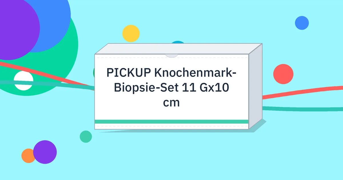 Symbolbild: Packung mit der Aufschrift PICKUP Knochenmark-Biopsie-Set 11 Gx10 cm (PZN 16362774) – Verfügbarkeit und Bezug in Apotheken in Frankfurt am Main