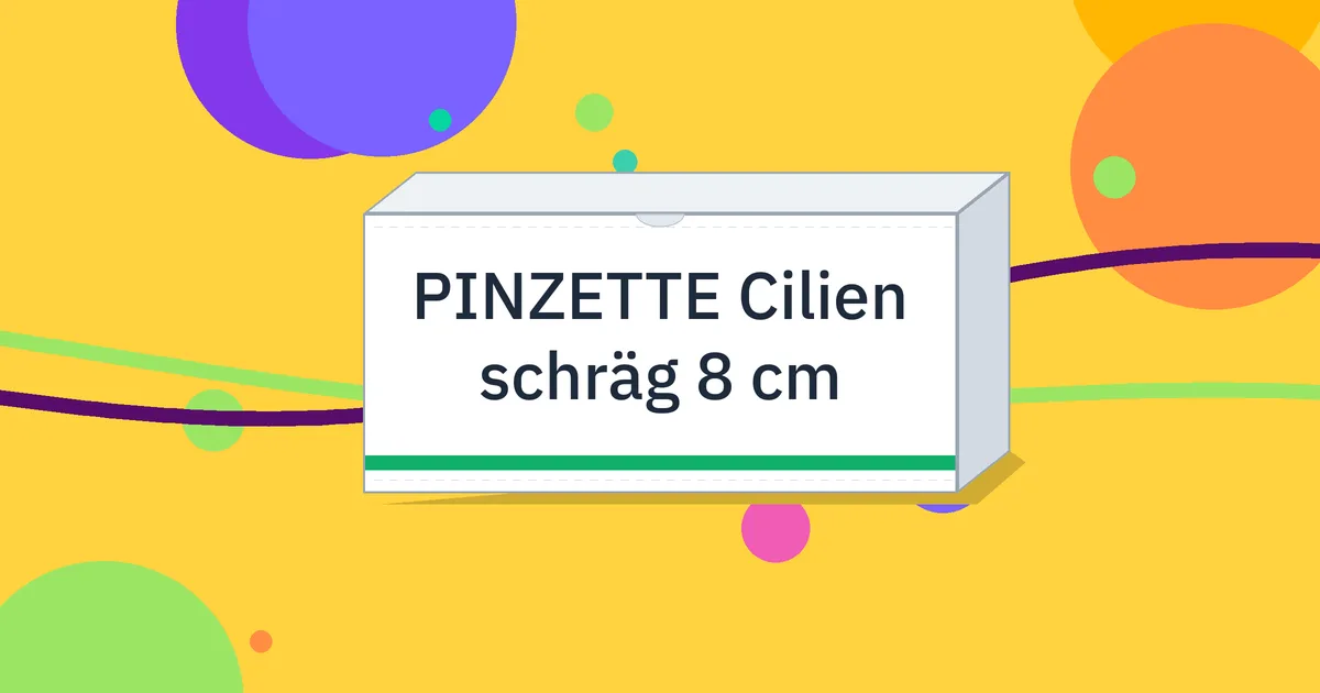 Symbolbild: Packung mit der Aufschrift PINZETTE Cilien schräg 8 cm (PZN 04845993) – Verfügbarkeit und Bezug in Apotheken in Frankfurt am Main