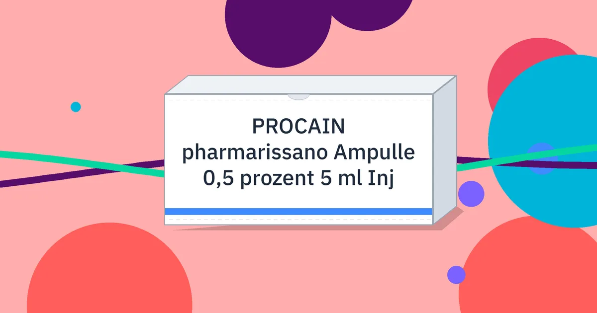 Symbolbild: Packung mit der Aufschrift PROCAIN pharmarissano Ampulle 0,5 prozent 5 ml Inj (PZN 19711502) – Verfügbarkeit und Bezug in Apotheken in Frankfurt am Main